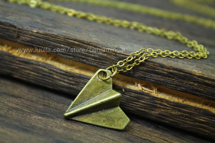 Paper Plane Pendant Necklace Steampunk Jewelry Gift For Him on Luulla